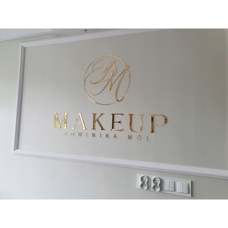Złote logo 3D Glamour litery lustro złoto PLEXI NAPIS na ścianę LOGOTYP