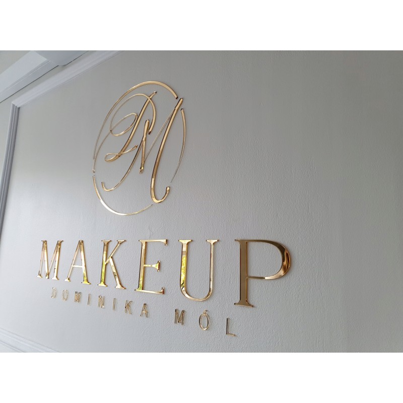 Złote logo 3D Glamour litery lustro złoto PLEXI NAPIS na ścianę LOGOTYP